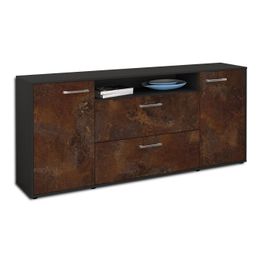 Stil.Zeit Sideboard Erina | Korpus Anthrazit | Rost mit Griffen (180x79x35cm)