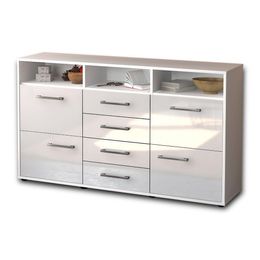 Stil.Zeit Sideboard Donabella | Korpus Weiß | Weiß mit Griffen (136x79x35cm)