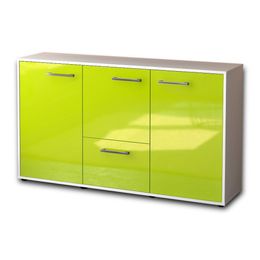 Stil.Zeit Sideboard Diana | Korpus Weiß | Gruen mit Griffen (136x79x35cm)