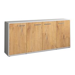 Stil.Zeit Sideboard Elana | Korpus Weiß | Eiche mit Griffen (180x79x35cm)