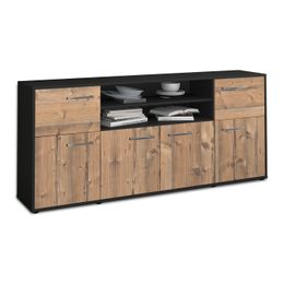 Stil.Zeit Sideboard Emilia | Korpus Anthrazit | Pinie mit Griffen (180x79x35cm)