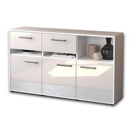 Stil.Zeit Sideboard Dorotea | Korpus Weiß | Weiß mit Griffen (136x79x35cm)