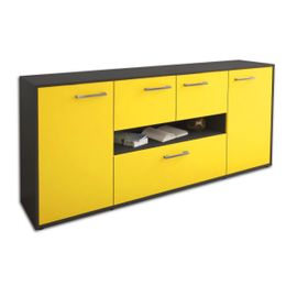 Stil.Zeit Sideboard Elisabetta | Korpus Anthrazit | Gelb mit Griffen (180x79x35cm)