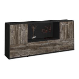 Stil.Zeit Sideboard Elvezia | Korpus Anthrazit | Treibholz mit Griffen (180x79x35cm)