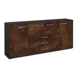 Stil.Zeit Sideboard Eliana | Korpus Anthrazit | Rost mit Griffen (180x79x35cm)