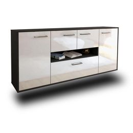 Stil.Zeit Sideboard Warren | Korpus Anthrazit | Weiß hängend mit Griffen (180x79x35cm)