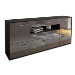 Stil.Zeit Sideboard Elvira | Korpus Anthrazit | Grau mit Griffen (180x79x35cm)