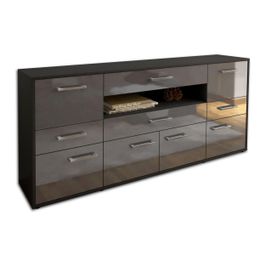 Stil.Zeit Sideboard Emerelda | Korpus Anthrazit | Grau mit Griffen (180x79x35cm)