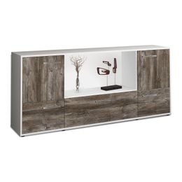 Stil.Zeit Sideboard Elvezia | Korpus Weiß | Treibholz mit Griffen (180x79x35cm)