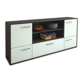 Stil.Zeit Sideboard Emanuela | Korpus Anthrazit | Mint mit Griffen (180x79x35cm)