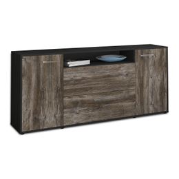 Stil.Zeit Sideboard Erina | Korpus Anthrazit | Treibholz mit Griffen (180x79x35cm)