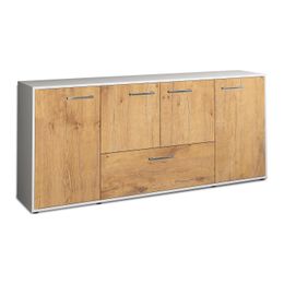 Stil.Zeit Sideboard Eli | Korpus Weiß | Eiche mit Griffen (180x79x35cm)