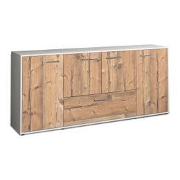 Stil.Zeit Sideboard Eli | Korpus Weiß | Pinie mit Griffen (180x79x35cm)