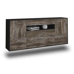 Stil.Zeit Sideboard Savannah | Korpus Anthrazit | Treibholz hängend mit Griffen (180x79x35cm)