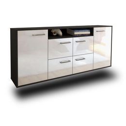 Stil.Zeit Sideboard Carrollton | Korpus Anthrazit | Weiß hängend mit Griffen (180x79x35cm)