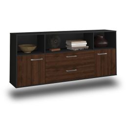 Stil.Zeit Sideboard Hartford | Korpus Anthrazit | Walnuss hängend mit Griffen (180x79x35cm)