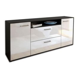 Stil.Zeit Sideboard Erina | Korpus Anthrazit | Weiß mit Griffen (180x79x35cm)