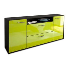 Stil.Zeit Sideboard Erina | Korpus Anthrazit | Gruen mit Griffen (180x79x35cm)