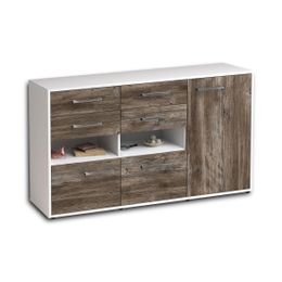 Stil.Zeit Sideboard Domi | Korpus Weiß | Treibholz mit Griffen (136x79x35cm)