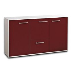 Stil.Zeit Sideboard Diana | Korpus Weiß | Bordeaux mit Griffen (136x79x35cm)