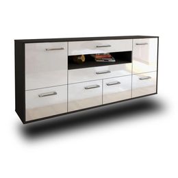 Stil.Zeit Sideboard McAllen | Korpus Anthrazit | Weiß hängend mit Griffen (180x79x35cm)