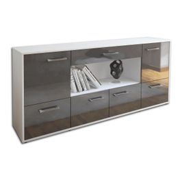 Stil.Zeit Sideboard ELSA | Korpus Weiß | Grau mit Griffen (180x79x35cm)