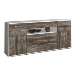 Stil.Zeit Sideboard Emma | Korpus Weiß | Treibholz mit Griffen (180x79x35cm)