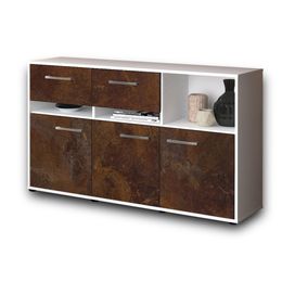 Stil.Zeit Sideboard Dorotea | Korpus Weiß | Rost mit Griffen (136x79x35cm)