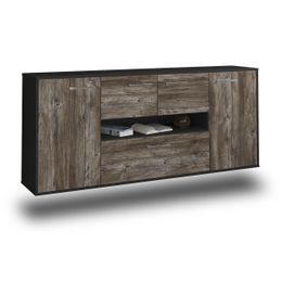 Stil.Zeit Sideboard Warren | Korpus Anthrazit | Treibholz hängend mit Griffen (180x79x35cm)