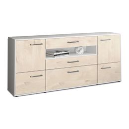 Stil.Zeit Sideboard Elvira | Korpus Weiß | Zeder mit Griffen (180x79x35cm)