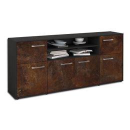 Stil.Zeit Sideboard Emilia | Korpus Anthrazit | Rost mit Griffen (180x79x35cm)