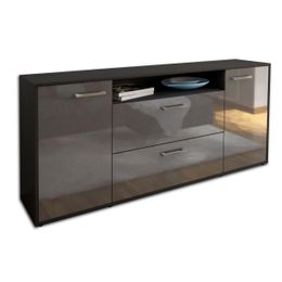 Stil.Zeit Sideboard Erina | Korpus Anthrazit | Grau mit Griffen (180x79x35cm)