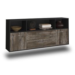 Stil.Zeit Sideboard Hartford | Korpus Anthrazit | Treibholz hängend mit Griffen (180x79x35cm)