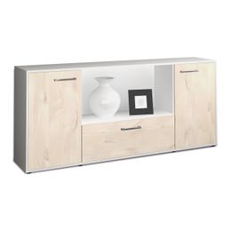 Stil.Zeit Sideboard Ella | Korpus Weiß | Zeder mit Griffen (180x79x35cm)