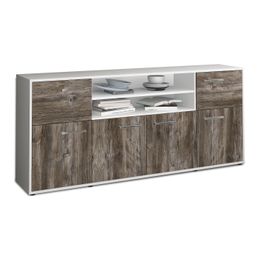 Stil.Zeit Sideboard Emilia | Korpus Weiß | Treibholz mit Griffen (180x79x35cm)