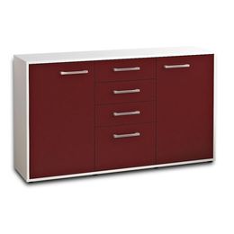 Stil.Zeit Sideboard Donatella | Korpus Weiß | Bordeaux mit Griffen (136x79x35cm)