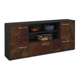 Stil.Zeit Sideboard Emanuela | Korpus Anthrazit | Rost mit Griffen (180x79x35cm)