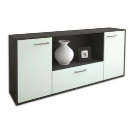 Stil.Zeit Sideboard Ella | Korpus Anthrazit | Mint mit Griffen (180x79x35cm)