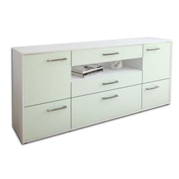 Stil.Zeit Sideboard Elvira | Korpus Weiß | Mint mit Griffen (180x79x35cm)