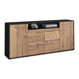 Stil.Zeit Sideboard Ephenia | Korpus Anthrazit | Pinie mit Griffen (180x79x35cm)