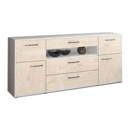 Stil.Zeit Sideboard Emma | Korpus Weiß | Zeder mit Griffen (180x79x35cm)