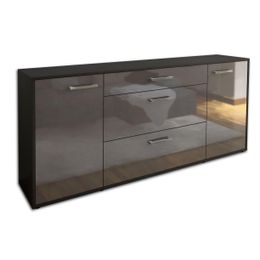 Stil.Zeit Sideboard Eleonora | Korpus Anthrazit | Grau mit Griffen (180x79x35cm)