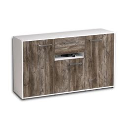 Stil.Zeit Sideboard Dorina | Korpus Weiß | Treibholz mit Griffen (136x79x35cm)