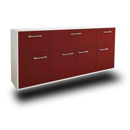 Stil.Zeit Sideboard Roseville | Korpus Weiß | Bordeaux hängend mit Griffen (180x79x35cm)