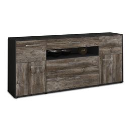 Stil.Zeit Sideboard Emma | Korpus Anthrazit | Treibholz mit Griffen (180x79x35cm)