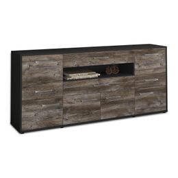 Stil.Zeit Sideboard Emerelda | Korpus Anthrazit | Treibholz mit Griffen (180x79x35cm)