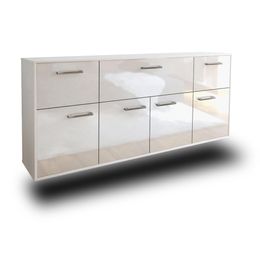 Stil.Zeit Sideboard Roseville | Korpus Weiß | Weiß hängend mit Griffen (180x79x35cm)