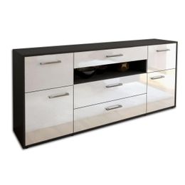 Stil.Zeit Sideboard Emma | Korpus Anthrazit | Weiß mit Griffen (180x79x35cm)