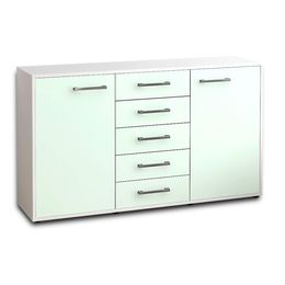 Stil.Zeit Sideboard Dorelly | Korpus Weiß | Mint mit Griffen (136x79x35cm)