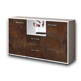 Stil.Zeit Sideboard Donika | Korpus Weiß | Rost mit Griffen (136x79x35cm)